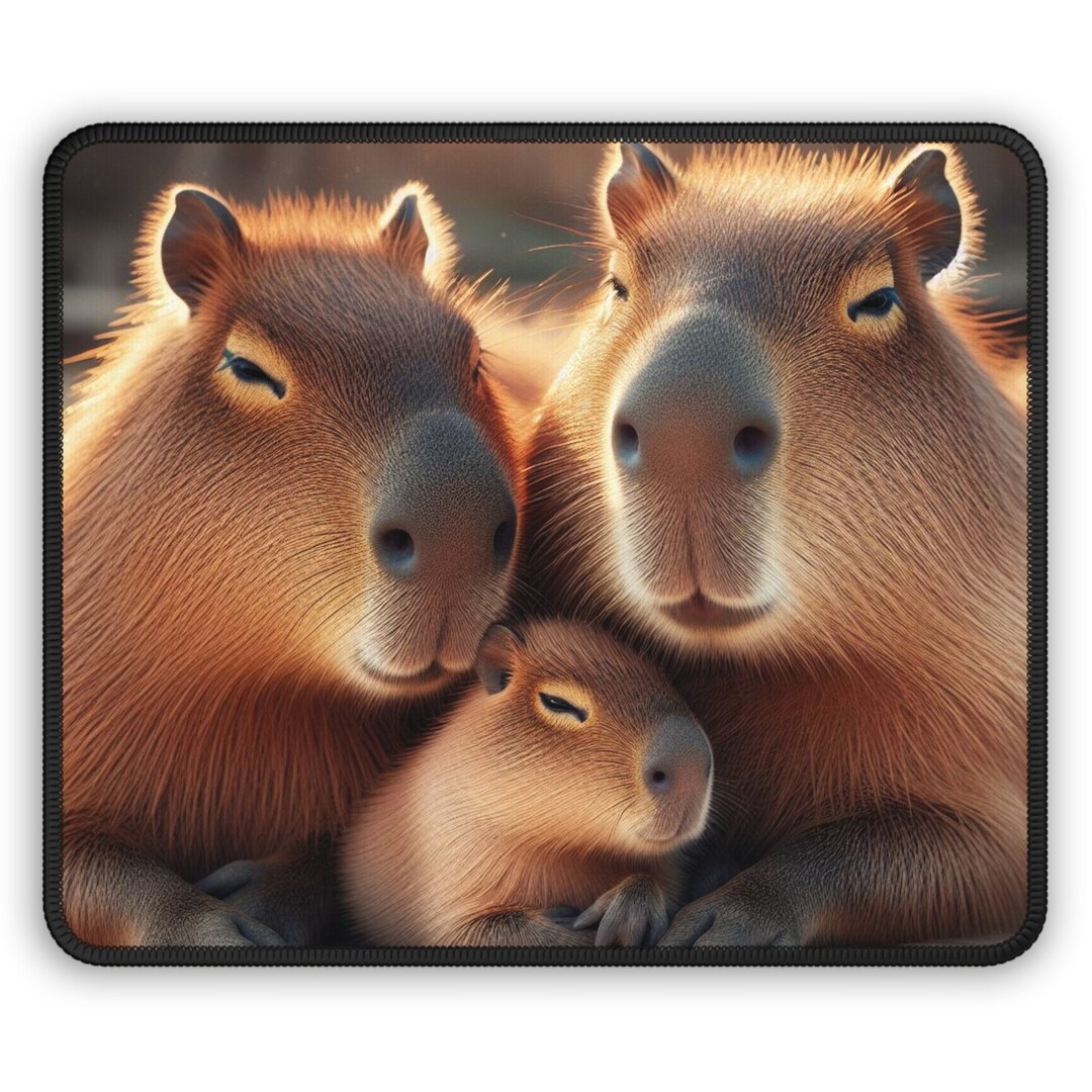 Heartwarming Capybara Family Portrait Mouse Pad Cute Mouse Pad Feelings ...