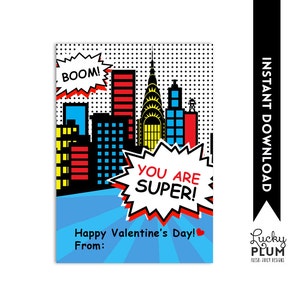 Superhero Valentine Printable / Hero Valentine Printable / Valentine ...