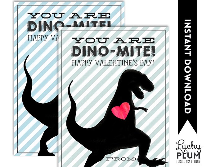 Dinomite Valentine Printable / Dinosaur Valentine Printable / Valentine ...