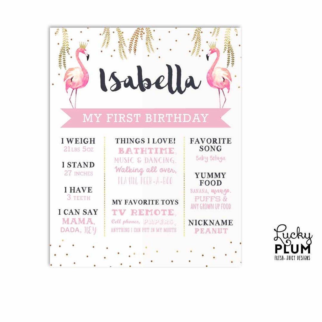 Flamingo Birthday Board / Pink Gold Birthday Board / Flamingo Milestone ...