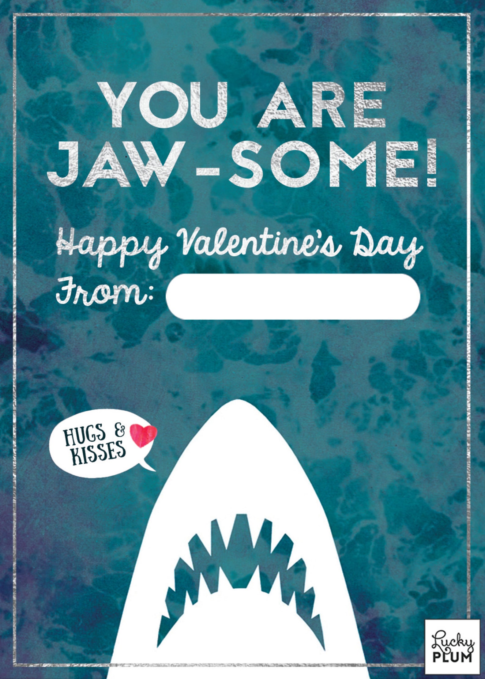 Jaws Valentine Printable Tag / Shark Valentine Printable Tag / | Etsy