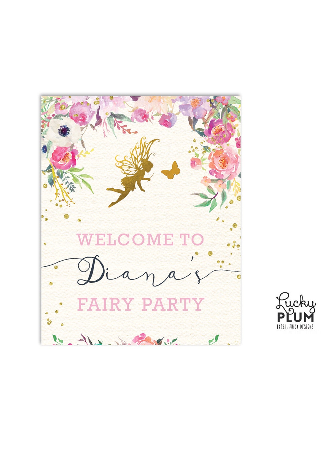 Fairy Welcome Sign / Pink Gold Welcome Sign / Flower Welcome Sign ...