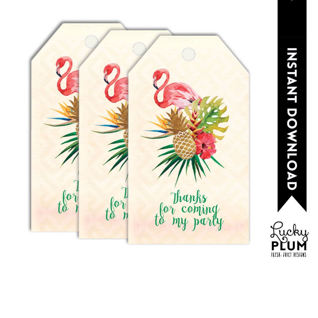Tropical Thank You Card / Flamingo Thank You Card / Luau Thank You Card ...