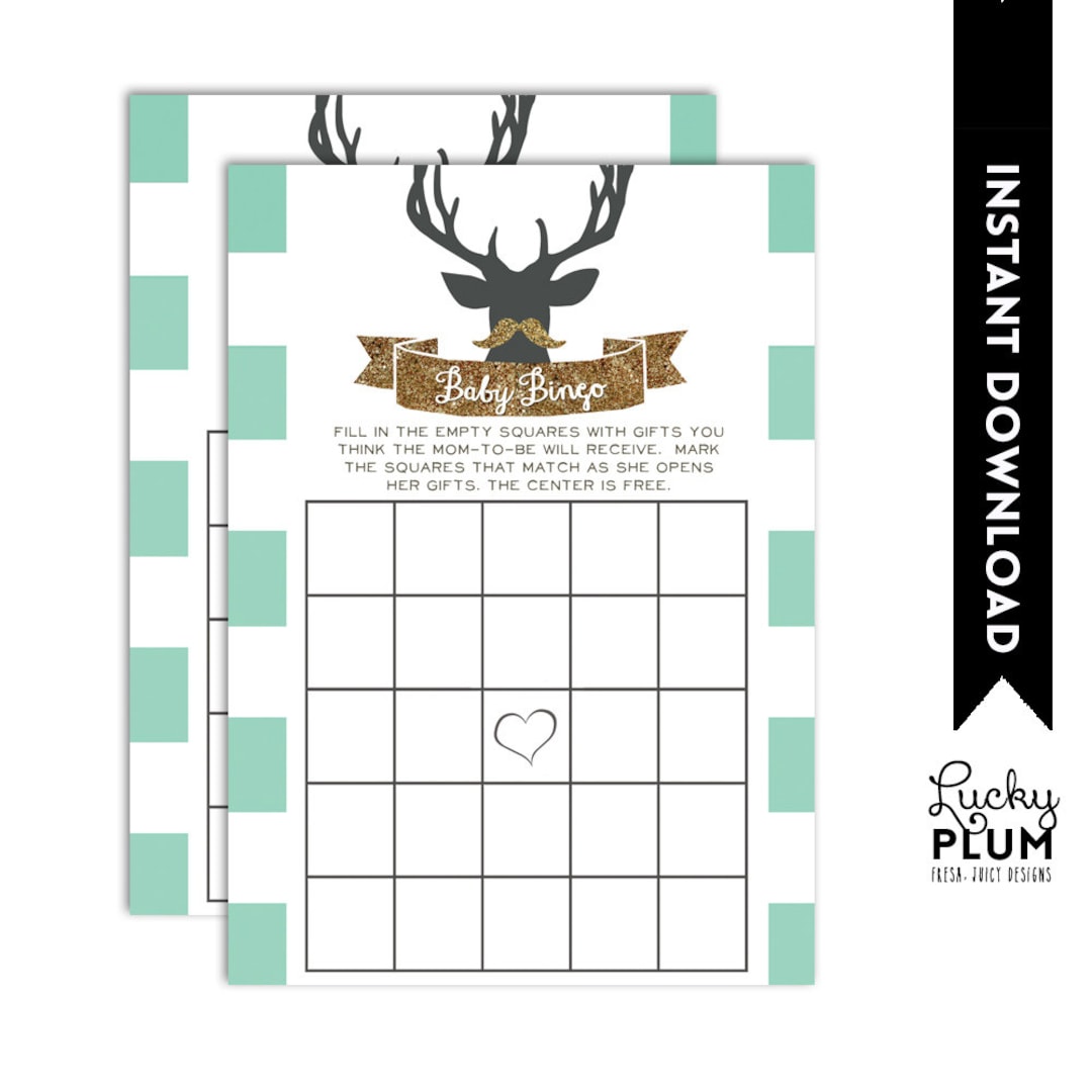 Deer Baby Shower Bingo / Woodland Forest Animal Bingo / Bingo Card ...