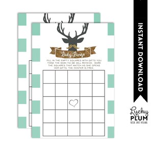 Deer Baby Shower Bingo / Woodland Forest Animal Bingo / Bingo | Etsy