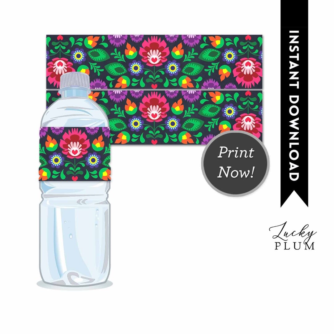 Fiesta Water Bottle Label / Mexican Water Bottle Label / Fiesta Napkin ...