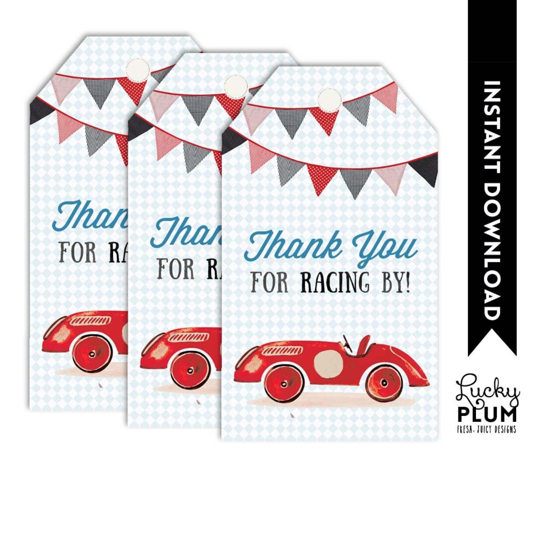 Race Car Favor Tags / Race Car Gift Tag / Race Car Thank You Tag ...