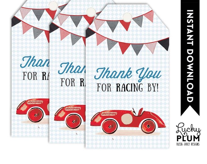 Race Car Favor Tags / Race Car Gift Tag / Race Car Thank You Tag ...