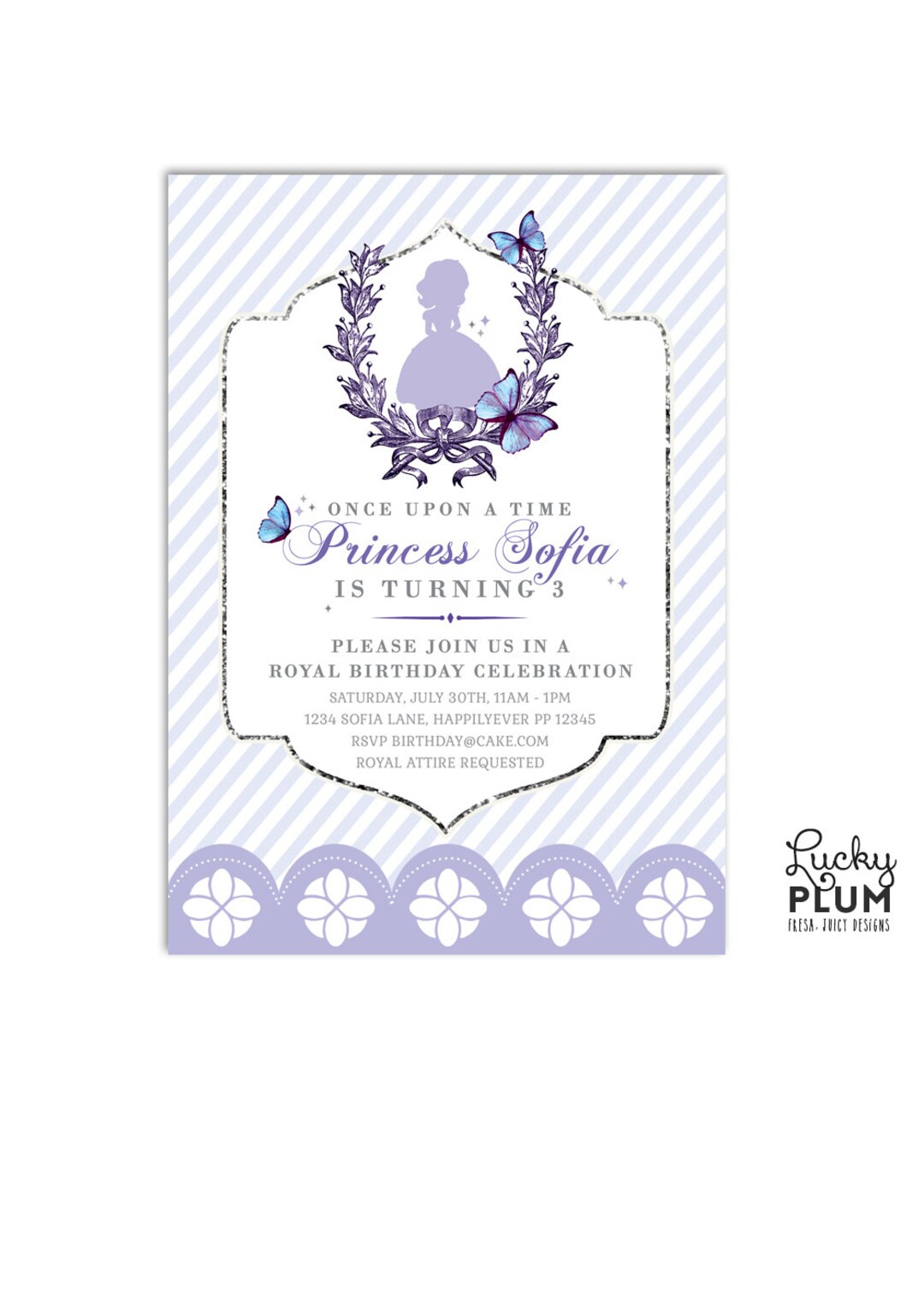 Princess Sofia Birthday Invitation / Sofia the First Invite / Purple ...