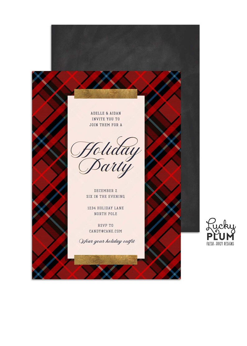 Plaid Christmas Party Invitation / Traditional Holiday Party - Etsy