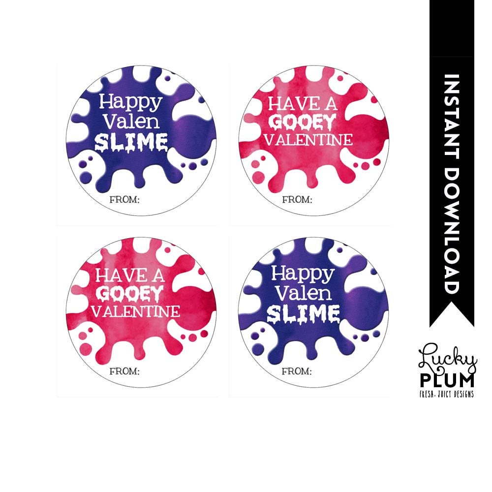 Slime Valentines Printable Tag / Happy Valenslime / Have a | Etsy