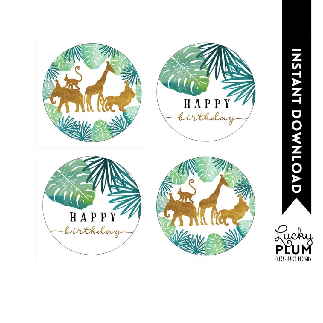 Safari Cupcake Toppers / Safari Round Labels Stickers / Animal - Etsy