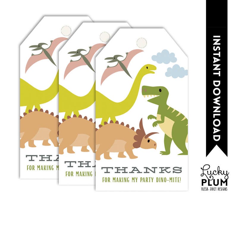 Dinosaur Favor Tag / Dinosaur Gift Tag / Dinosaur Thank You | Etsy