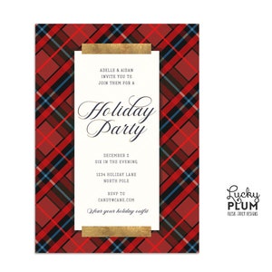 Plaid Christmas Party Invitation / Traditional Holiday Party Invite ...