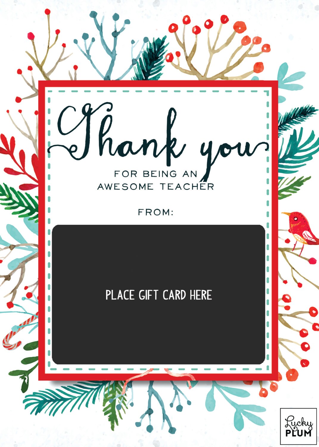 Target Gift Card Holder / Teacher Thank You Card / Christmas | Etsy