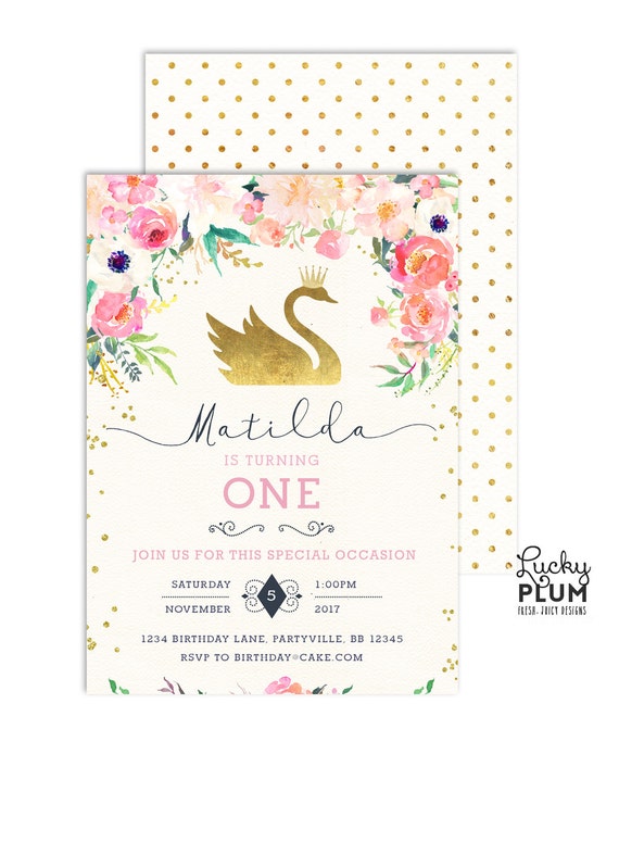 Swan Birthday Invitation / Swan Princess Invitation / First | Etsy
