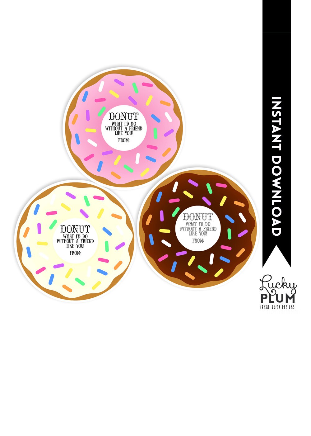 Donut Valentine / Donut I'd Do Without a Friend Like You / | Etsy