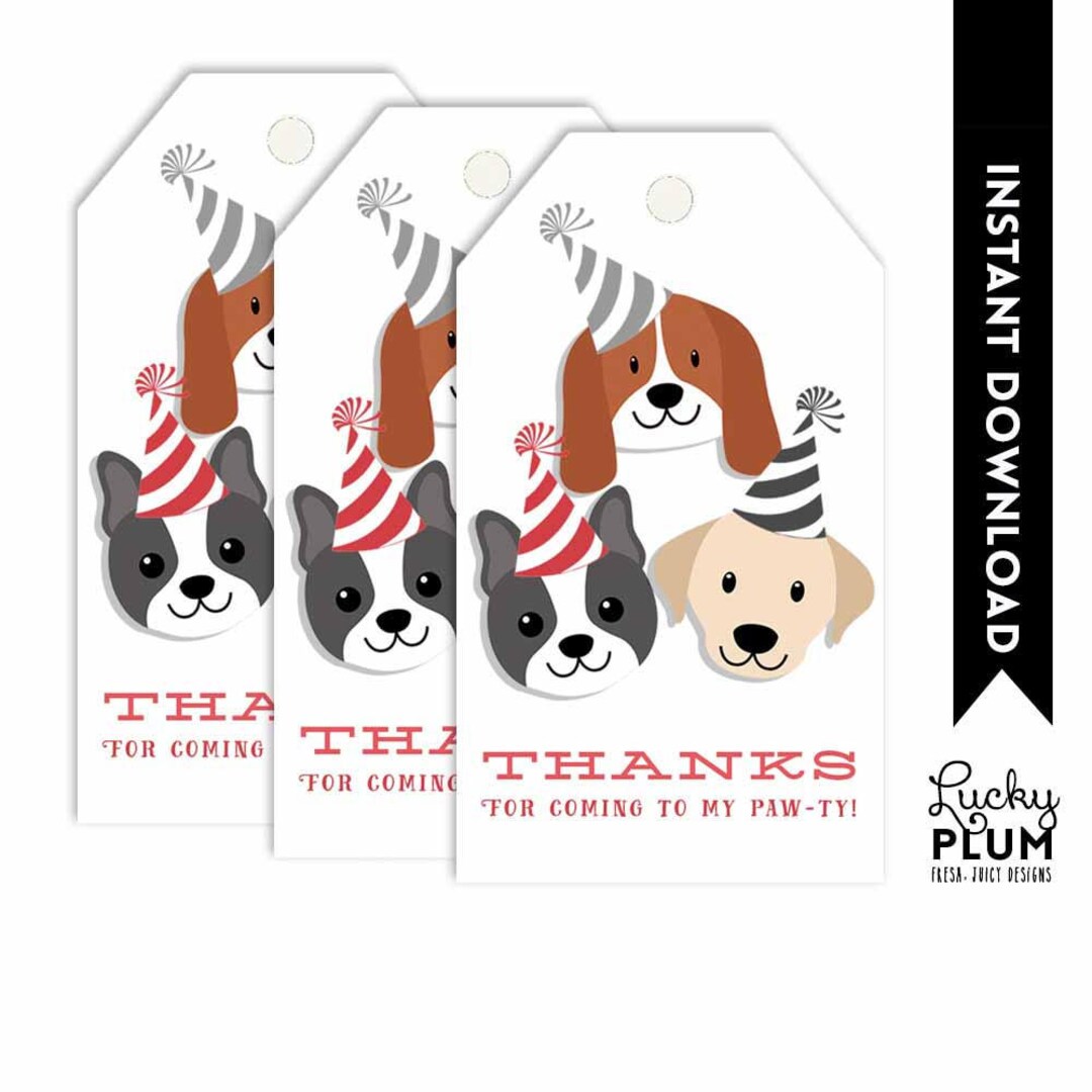 Dog Favor Tag / Dog Thank You Tags / Puppy Favor Tag / Doggie Favor Tag ...