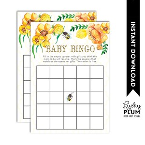 Bee Favor Tag / Bee Gift Tag / Bee Thank You Tag / Floral Yellow Green Gold Geometric / DIY ...