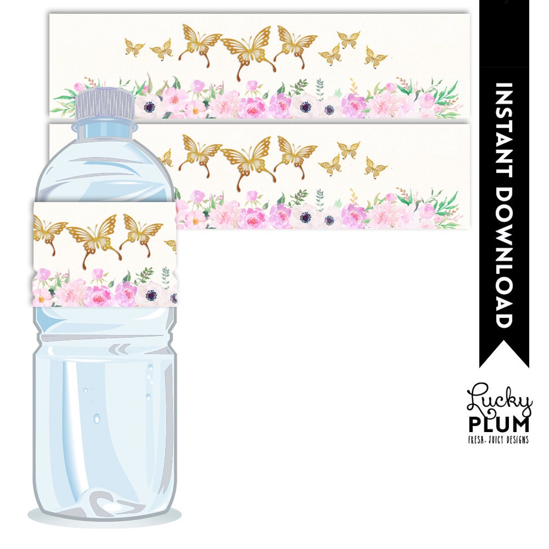 Butterfly Water Bottle Label / Butterfly Napkin Ring / Woodland Water ...