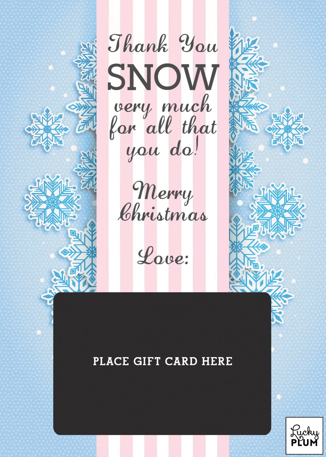 Thank You Snow Much Gift Card / Teacher Thank You Card / - Etsy
