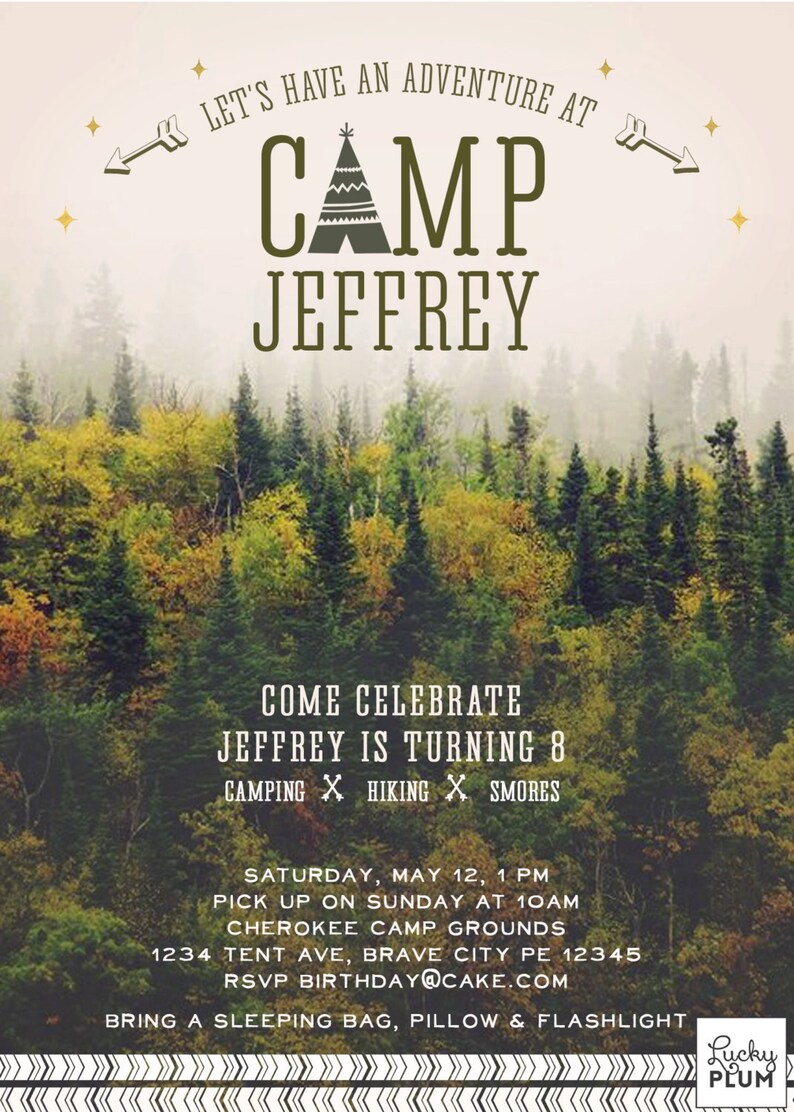 Camping Birthday Invitation / Summer Camp Invite / Sleepover - Etsy