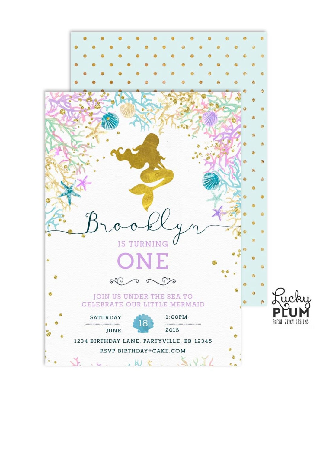 Mermaid Birthday Invitation / First Birthday Invitation / Nautical ...