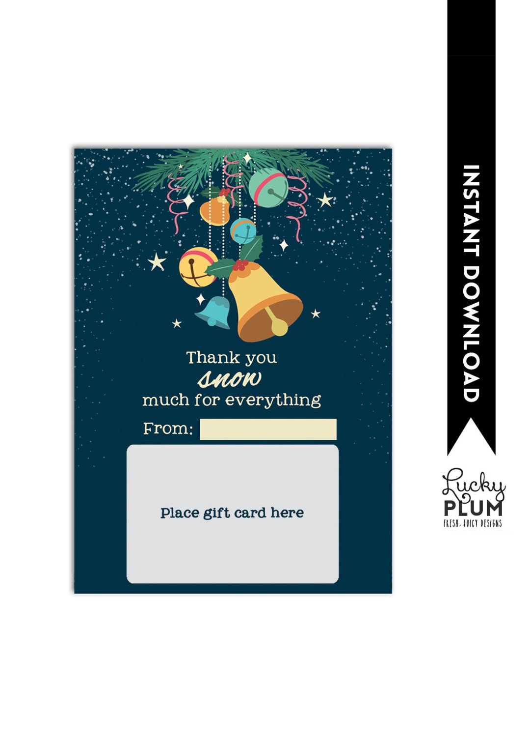 Thank You Snow Much Gift Card / Teacher Thank You Card / Christmas Gift ...