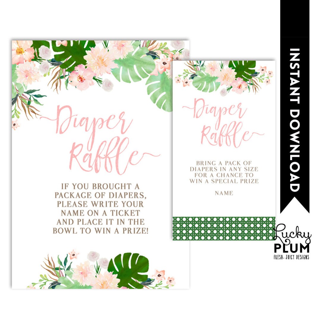 Tropical Diaper Raffle / Luau Diaper Raffle / Flower Diaper Raffle ...