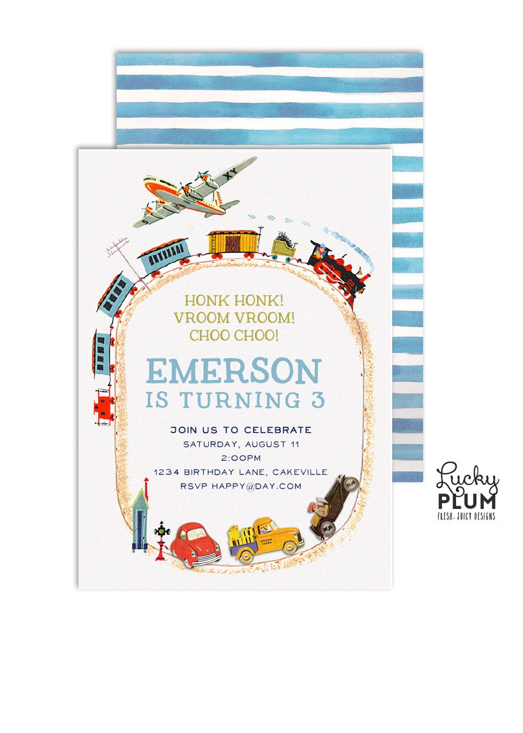 Transportation Birthday Invitation / Planes, Trains Cars Birthday ...