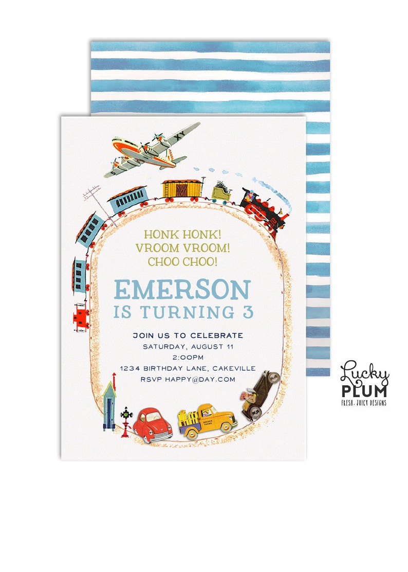 Transportation Birthday Invitation / Planes Trains Cars - Etsy