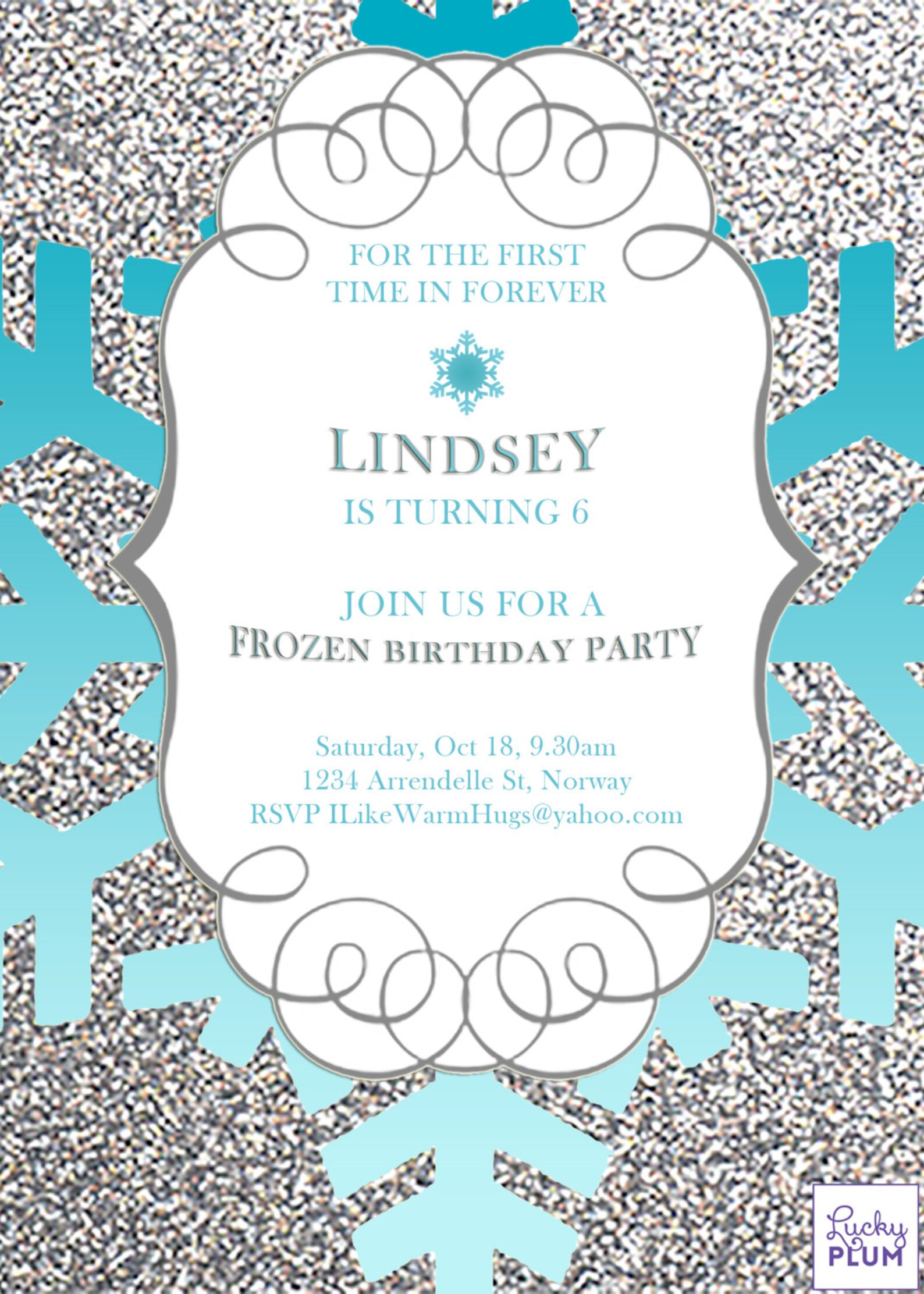 Frozen Snowflake Birthday Invitation / Silver Glitter Invite / - Etsy
