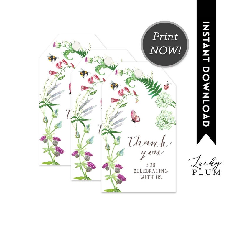 Wildflower Favor Tag / Wildflower Gift Tag / Wild Flower Thank - Etsy