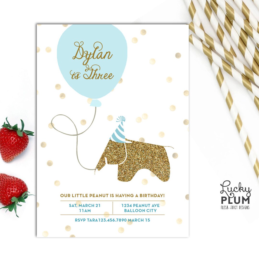 Modern Elephant Birthday Invitation / Eames Elephant Invite / Animal ...