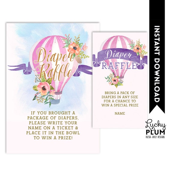 Hot Air Balloon Diaper Raffle / Watercolor Diaper Raffle / - Etsy