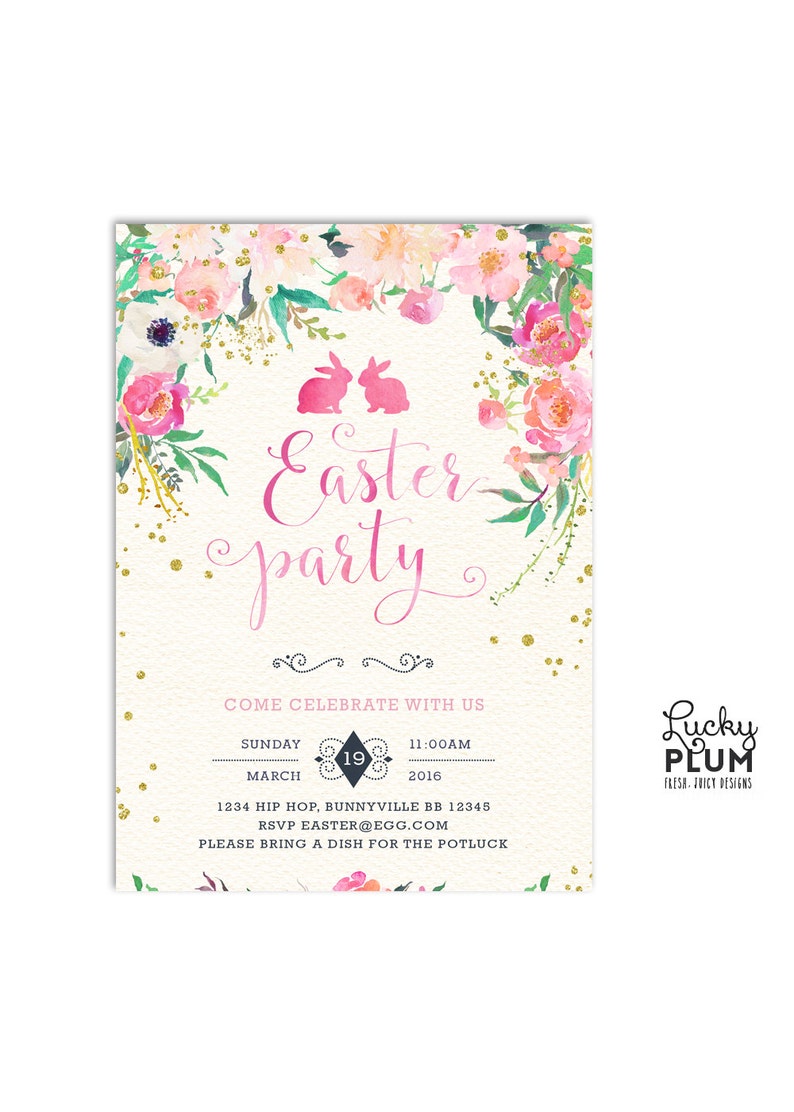 Easter Invitation Easter Brunch Invite Flower Invite Etsy Easter Invitation Easter Brunch Invite Flower Invite Etsy