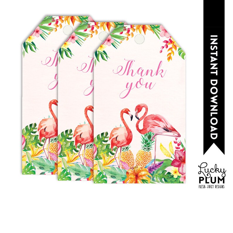 Tropical Favor Tags / Tropical Thank You Tags / Tropical Gift - Etsy