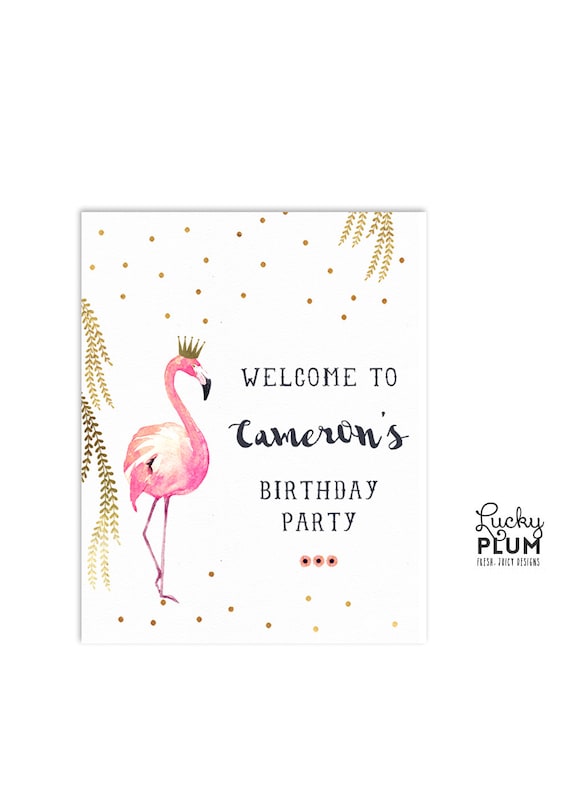 Flamingo Welcome Sign / Flamingo Birthday Sign / Pink Gold | Etsy