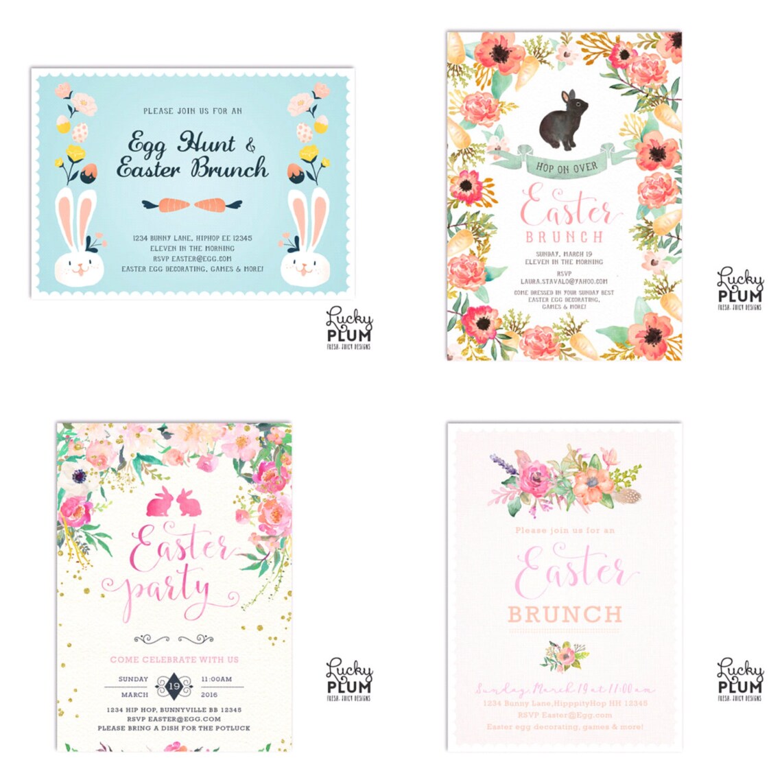 Easter Invitation / Easter Brunch Invite / Flower Invite / - Etsy