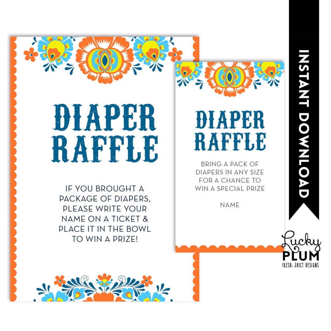 Fiesta Diaper Raffle / Tribal Flower Diaper Raffle / Mexican Fiesta ...