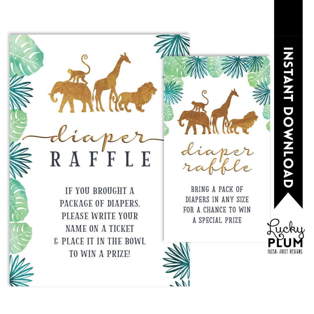 Safari Diaper Raffle / Animal Diaper Raffle / Jungle Diaper Raffle ...