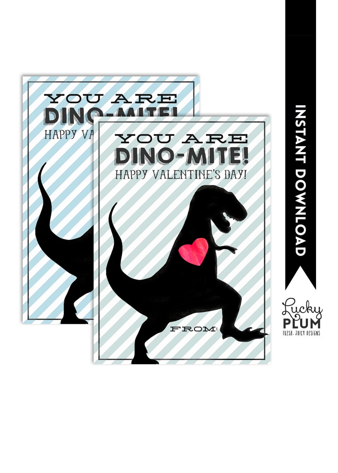 Dinomite Valentine Printable / Dinosaur Valentine Printable / Valentine ...