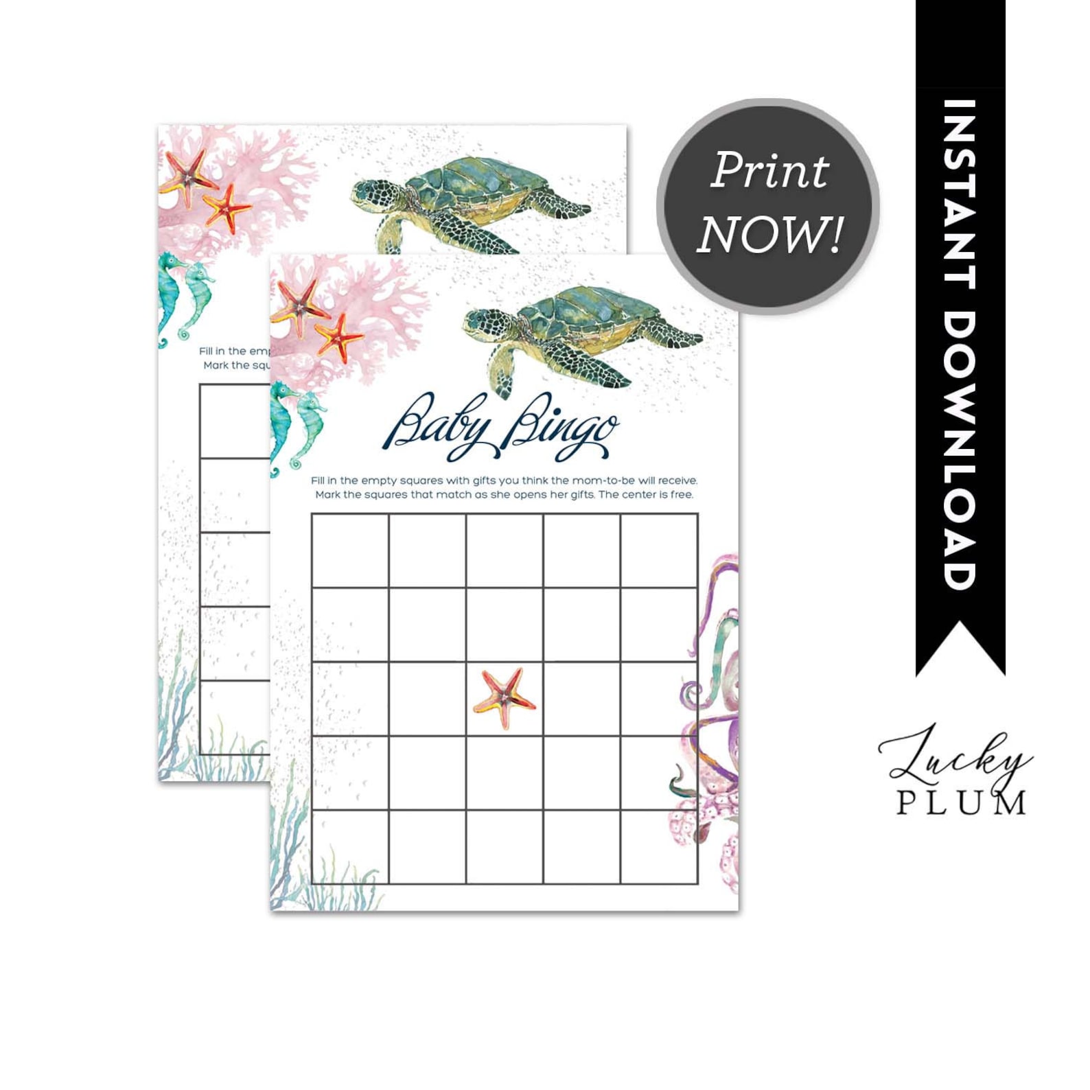 Sea Turtle Baby Bingo / Under the Sea Baby Bingo / Turtle Baby - Etsy