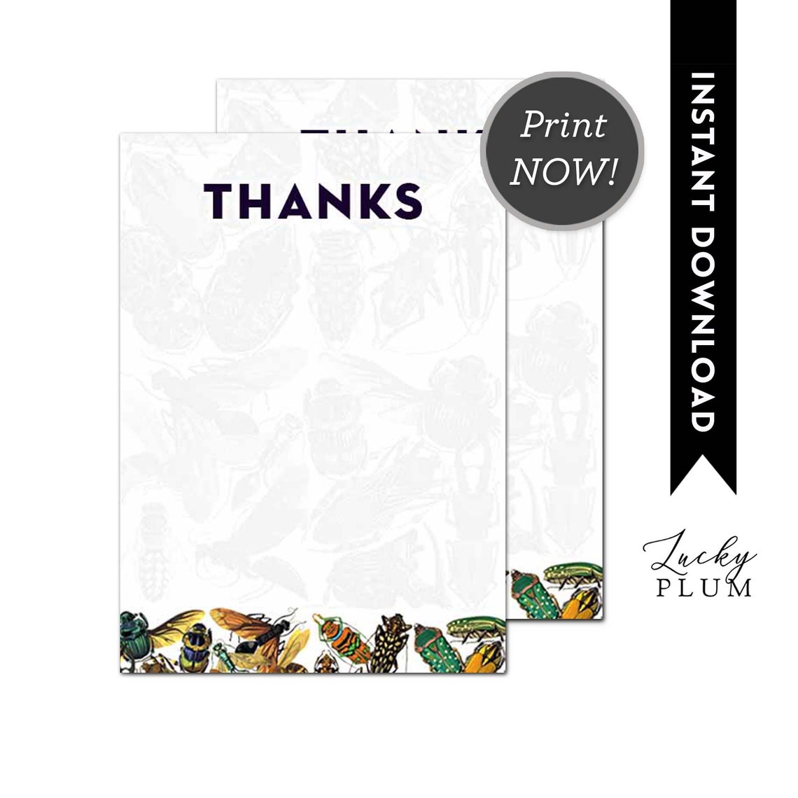 Insect Thank You Card / Bug Thank You Card / Printable / DIY / - Etsy