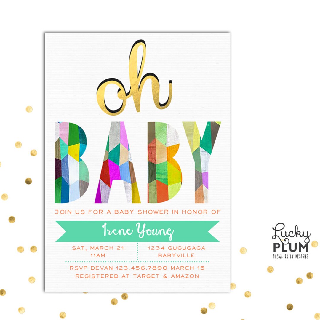 Color Baby Shower Invitation / Colorful Rainbow Geometric Baby Invite ...