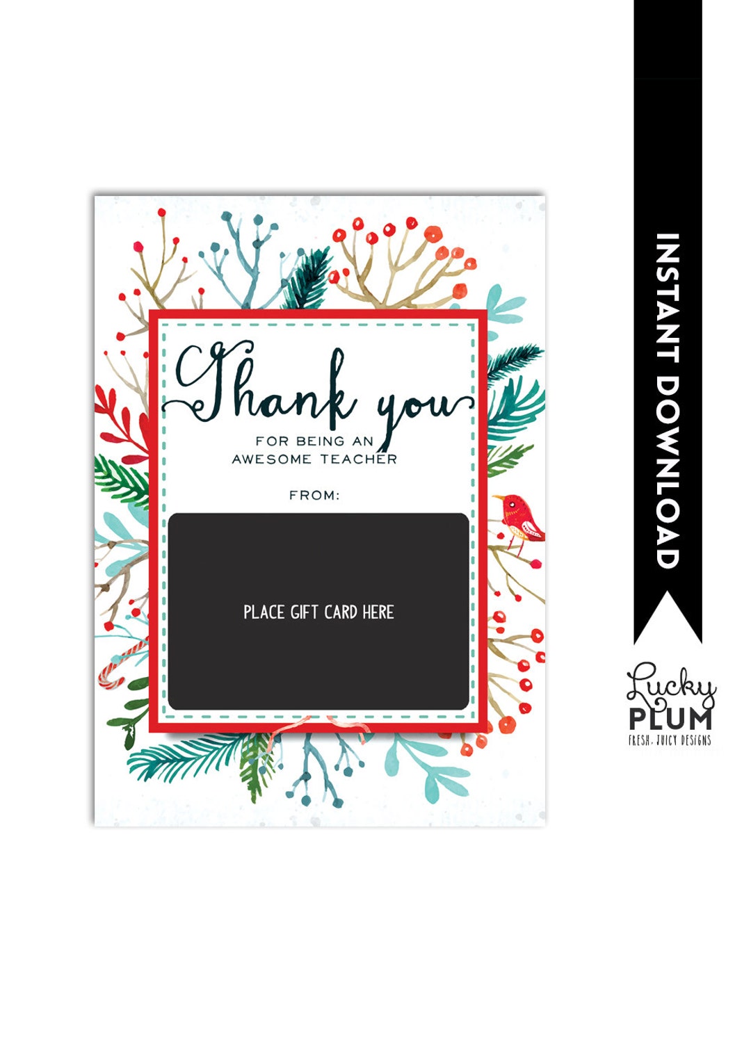 Target Gift Card Holder / Teacher Thank You Card / Christmas Gift Card ...