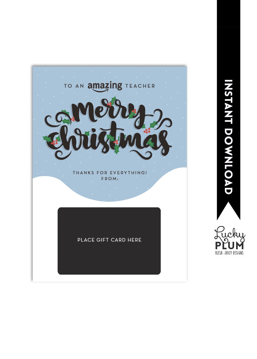 Amazon Gift Card Holder / Teacher Thank You Card / Christmas Gift Card ...