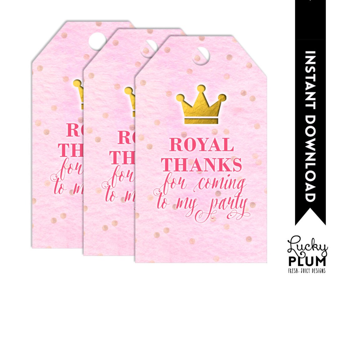 Princess Belle Birthday Favor Tag / Gold and Pink Favor Tag / Stripe ...