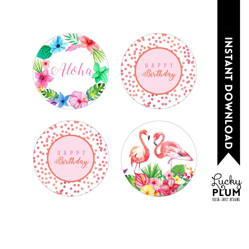 Tropical Water Bottle Labels / Tropical Napkin Ring / Luau | Etsy