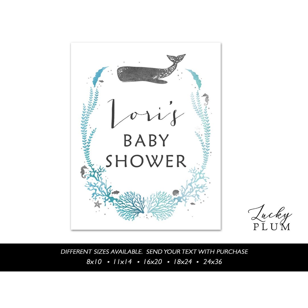 Whale Baby Shower Sign / Whale Birthday Poster / Nautical Welcome Sign ...